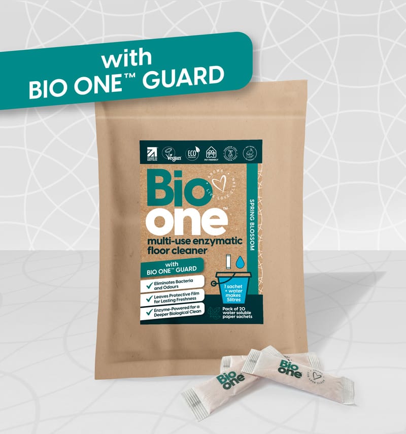 Bio One Multi-use Enzymatic Floor Cleaner with Bio One Guard.